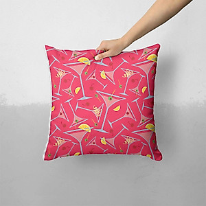 iiRov Red Martini Drinks with Lemons - Custom Decorative Home Decor Indoor or Outdoor Throw Pillow Cover for Sofa, Bed or Couch Cushion (Pillow CASE Cover ONLY)