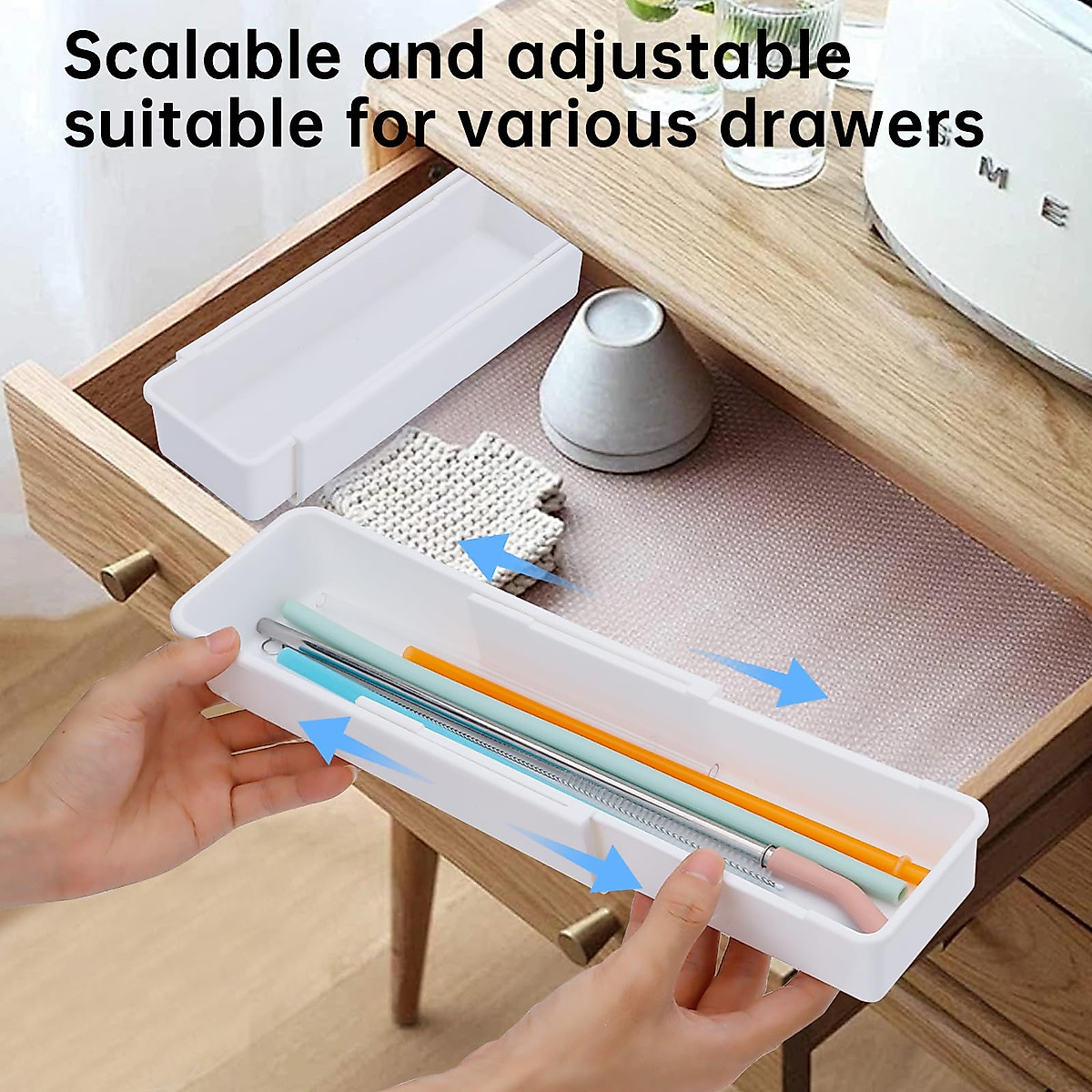 UXIETIN Expandable Straw Organizer Drawer for Cabinet,Reusable Extra Long Straw Drawer Organizer Fits for 60oz Stanley Long Straw