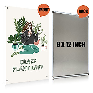 Funny Crazy Plant Lady Sign Metal Tin Sign Wall Decor for Home Garden Decor Gifts - 8x12 Inch