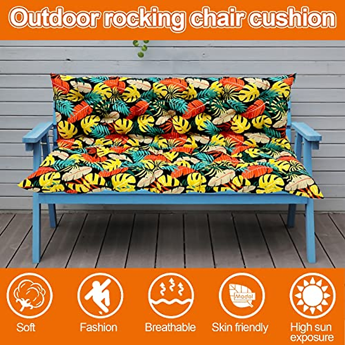 JYSXAD Swing Cushions Replacement Outdoor Porch Swing Cushions with Ties 2-3 Seater Garden Bench Cushions Rocking Chair Cushions Waterproof Seat Pad Cushion for Patio Swing (60x40 in, A)