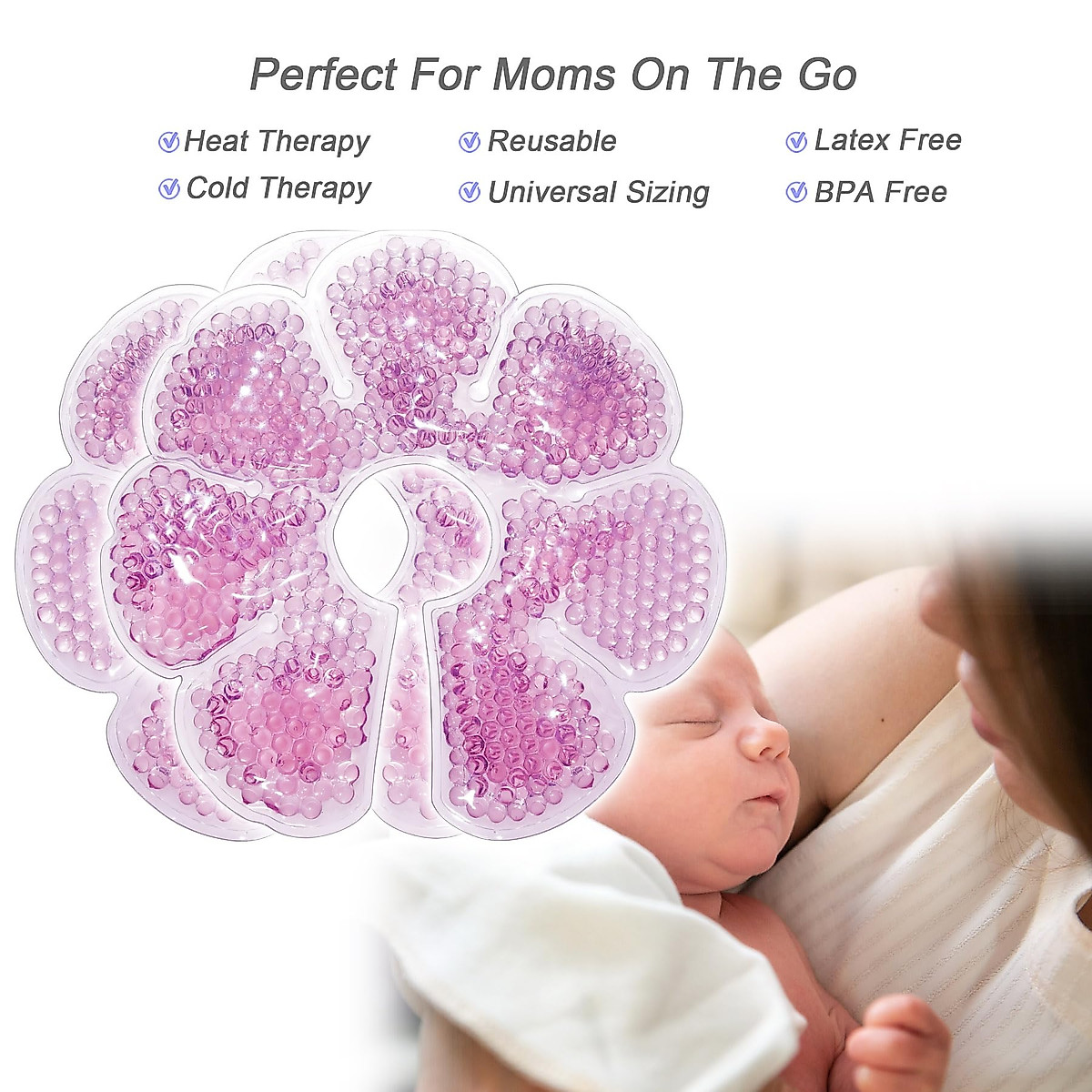 Breast Therapy Packs, Breast Ice Pack, Breast Pads for Breastfeeding, Hot and Cold Soothing Breast Gel Pad for Nursing Moms(2 Pack)