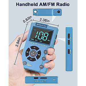 Greadio Radios Portable AM FM with MP3 Player,Best Reception Pocket Radio, Large LCD Screen and Easy to Use, 6 EQ Stereo,Earphone Jack Walkman Radio,for Jogging,Walking,Camping AM FM Radio