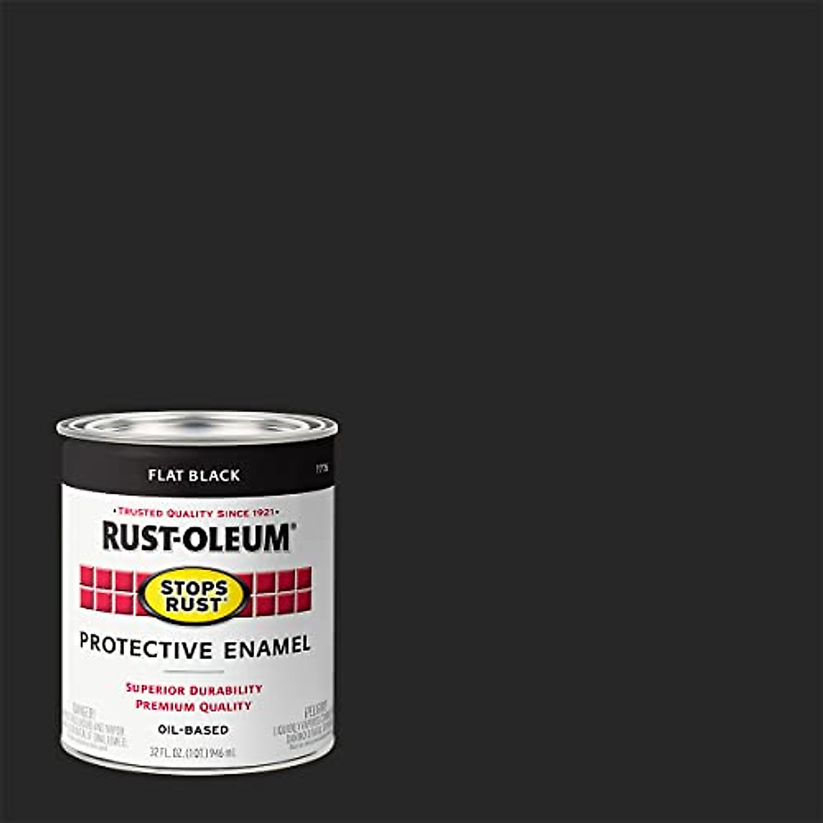 Rust-Oleum 7776502 Protective Enamel Paint Stops Rust, 32-Ounce, Flat Black