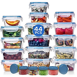 Shazo 44PCS Food Storage Containers with Lids, HUGE SET, Plastic Food Containers with Lids for Kitchen Organization, Airtight Leak Proof, Meal Prep, Easy Snap Lock Lunch Box, BPA-Free Storage Container