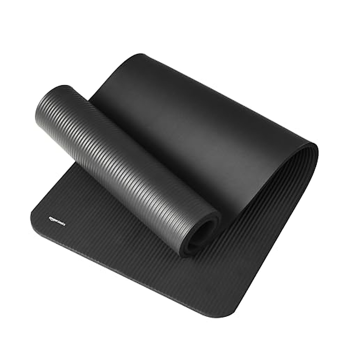 Amazon Basics Extra Thick Exercise Yoga Gym Floor Mat with Carrying Strap, 74 x 24 x .5 Inches, Black