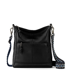 The Sak Lucia Crossbody Bag in Leather, Convertible Purse with Adjustable Strap, Black