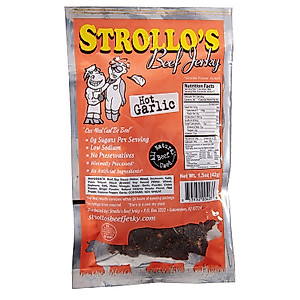 Strollo's Beef Jerky Sampler - Variety 4 Pack (1 of each flavor) Low Sodium, Low Carb, Low Sugar - Made with all Natural USA Beef, USDA Certified