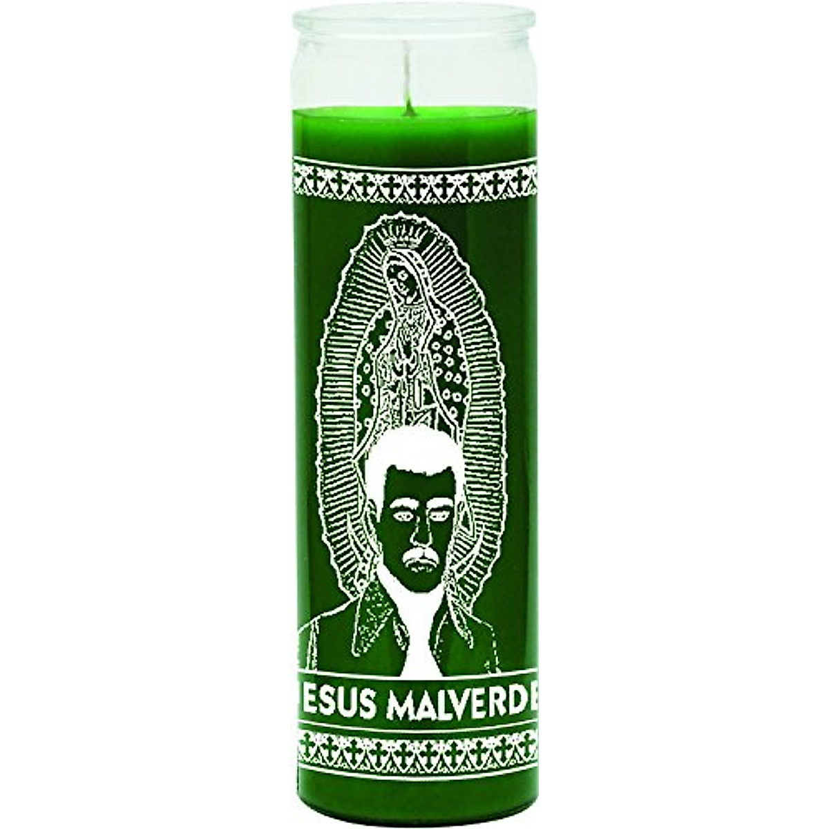 Indio 7 Day Glass Candle Jesus Malverde Green