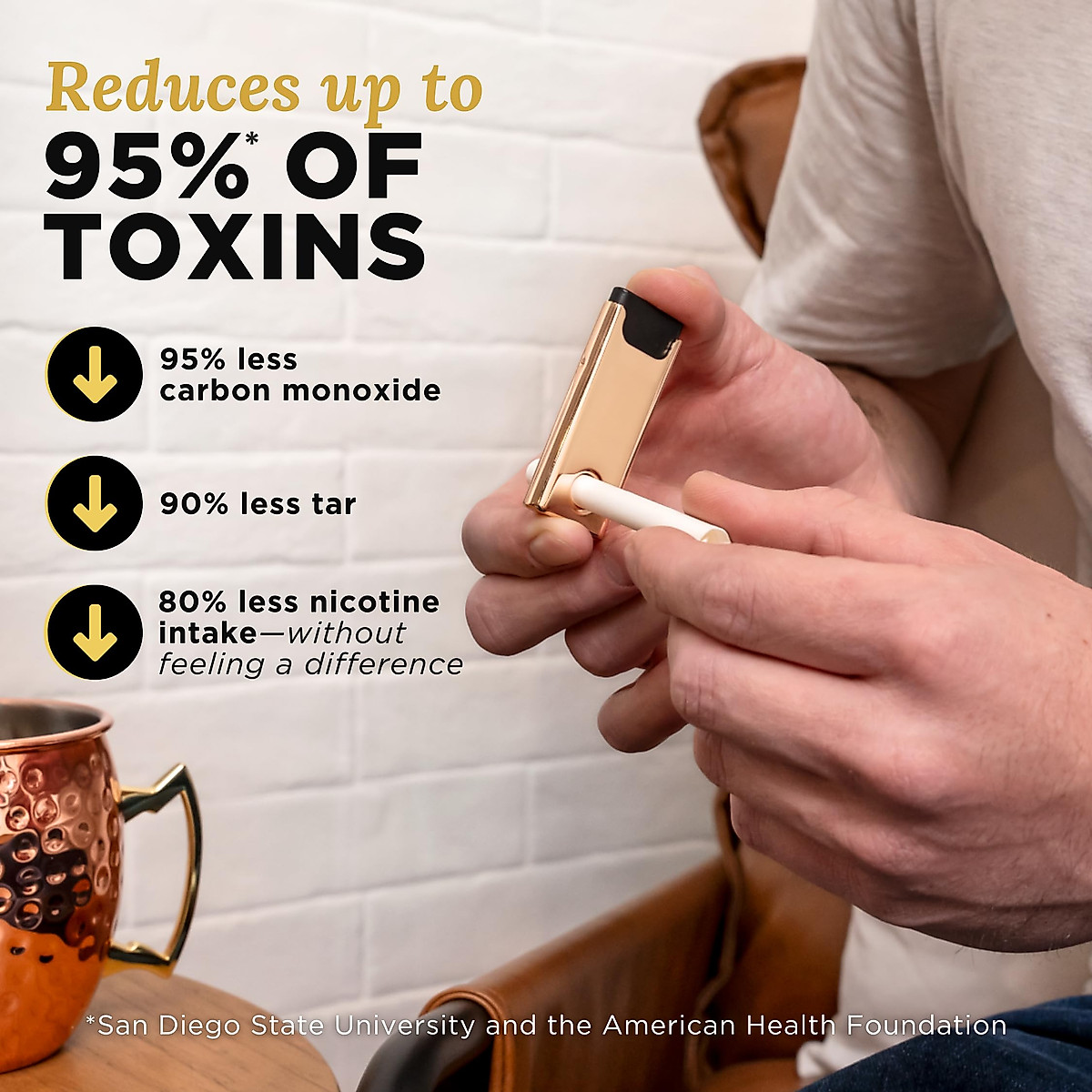 Stop Smoking Aid That Works, Quit Smoking in Just 8 Weeks, Compact Advanced Smoking Cessation Product & Quit Smoking Tool by Filtrim, Gold Finish (2.5 x 1.2 x 0.3 Inches)