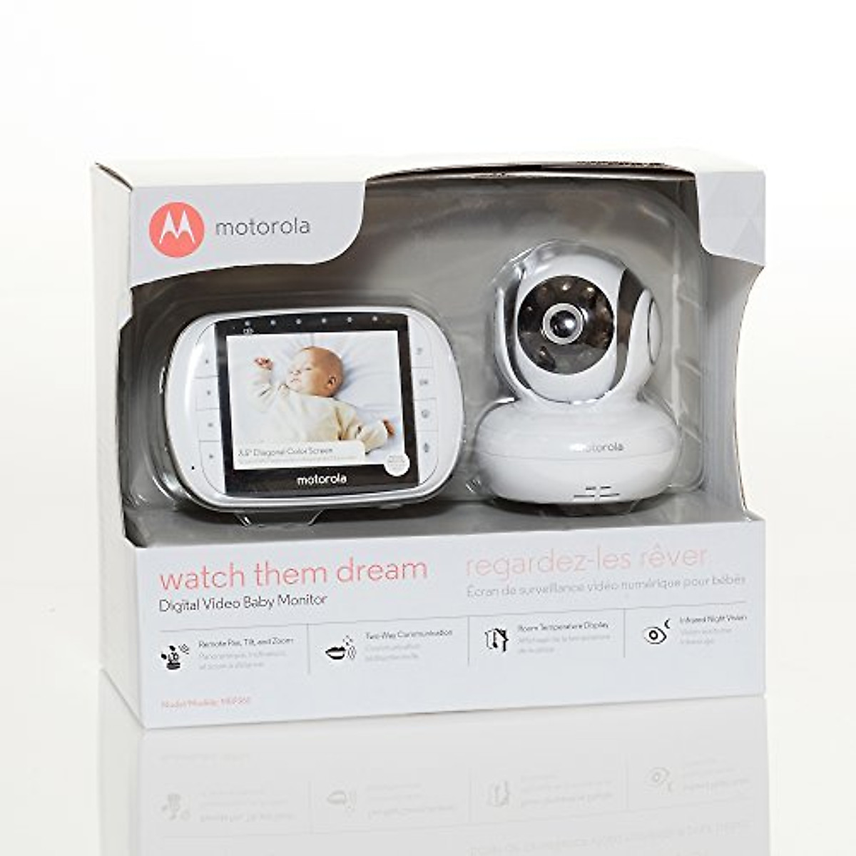 Motorola MBP36S Remote Wireless Video Baby Monitor with 3.5-Inch Color LCD Screen, Remote Camera Pan, Tilt, and Zoom