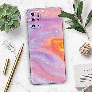 DesignSkinz Marbleized Pink and Purple Paradise V2 Protective Vinyl Decal Wrap Skin Cover Compatible with The Samsung Galaxy S20 (Screen Trim & Back Glass Skin)