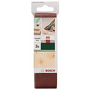 Bosch 2609256183 Abrasive Belts for Belt Sander 40 x 305 mm Grit Size 80 Set of 3