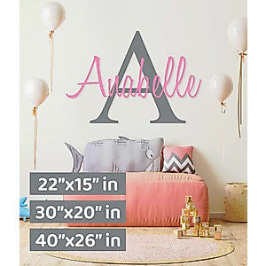 Custom Name & Initial - Premium Series - Baby Boy - Wall Decal Nursery for Home Bedroom Children (M511) (Wide 22" x 15" Height)