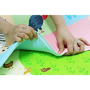Baby Care Play Mat - Playful Collection (Busy Farm, Medium) - Play Mat for Infants – Non-Toxic Baby Rug – Cushioned Baby Mat Waterproof Playmat – Reversible Double-Sided Kindergarten Mat