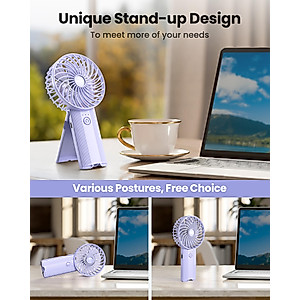 Mini Portable Folding Handheld Fans USB Rechargeable Personal Fan Neck Desktop 4-speed 3-in-1 Silent Handheld small Fan 6-15 hours battery life Suitable for summer travel Camping Outdoor Kids Gift