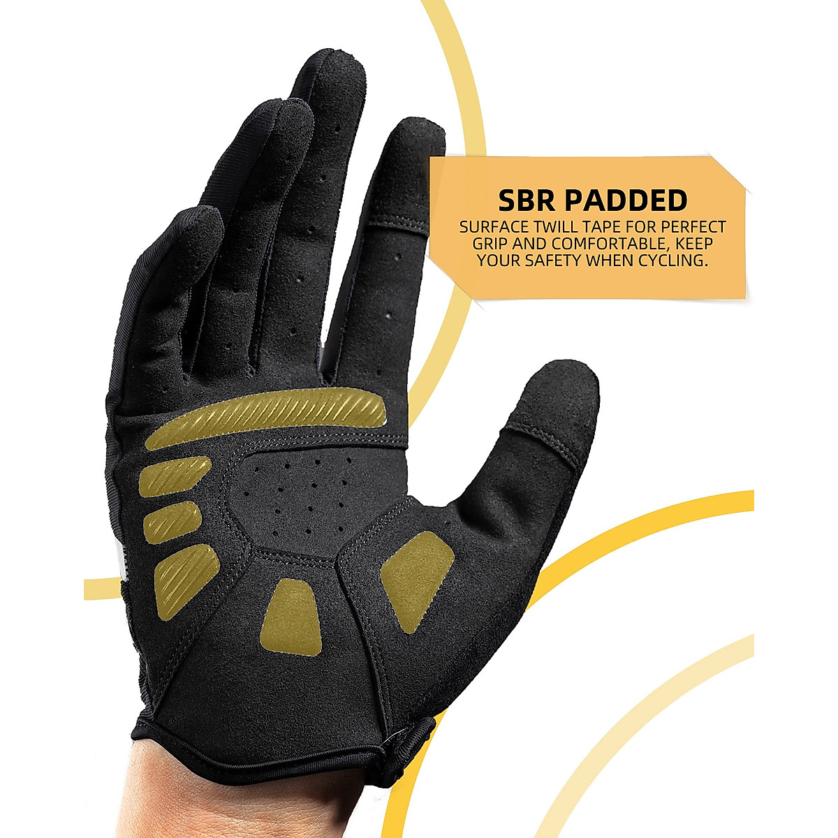 ROCKBROS Mountain Bike Gloves for Mens Cycling Glove Touch Screen Anti-Slip MTB Road Biking Gloves Breathable Full Finger Bicycle Gloves for Outdoor Sports