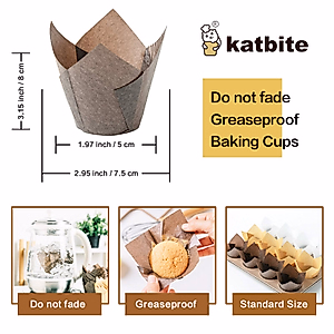 Katbite Tulip Cupcake Liners 200PCS Multicolor and Coffee & Muffin Baking Cupcake Liners Holders Baking Cups, Cupcake Wrapper for Party, Wedding, Birthday, Cupcake Liners