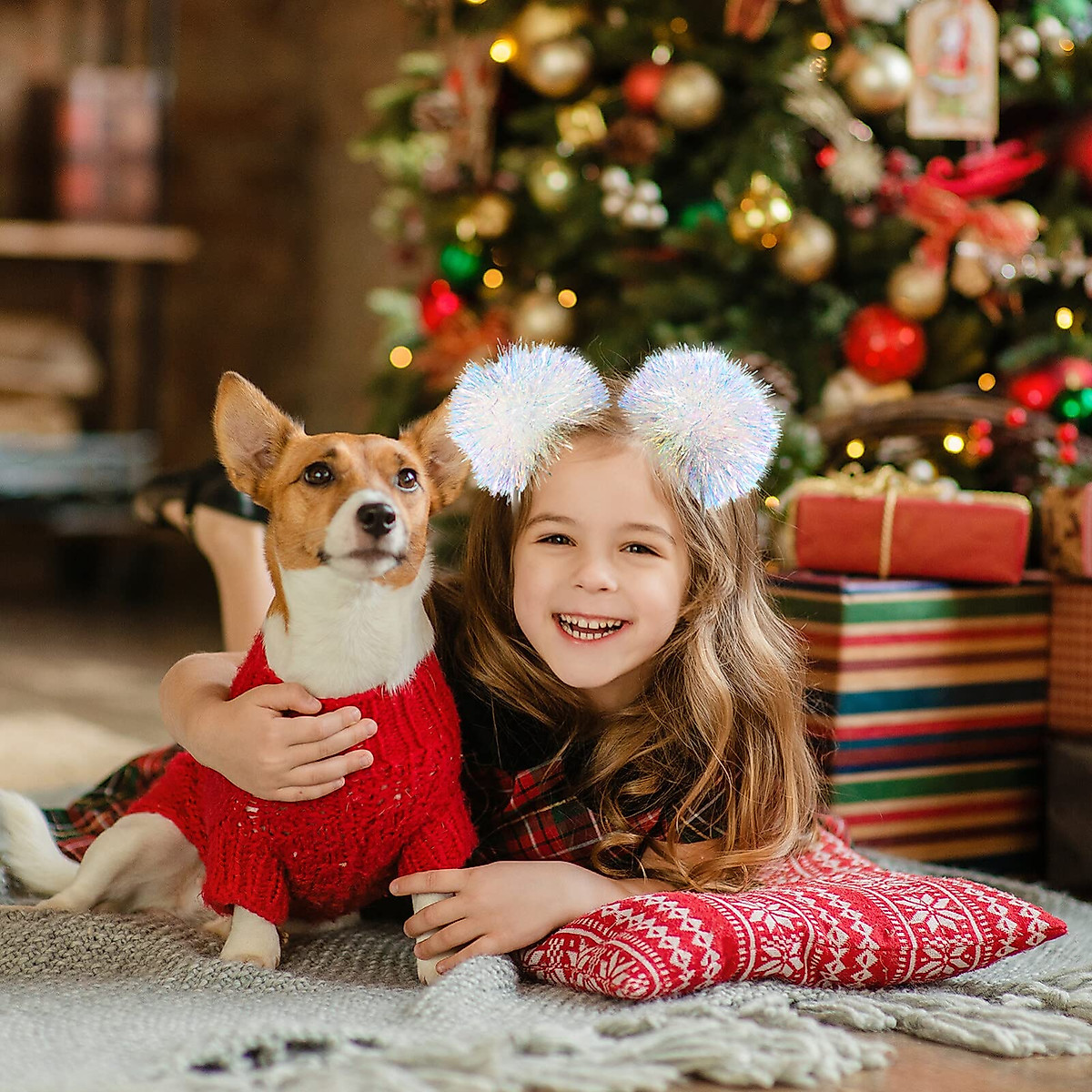 Tinsel Bling Pom Pom Headband Pom Pom Headband Pom Pom Headbopper Pom Pom Costume Headwear for Adults Pom Pom Hair Band White Springs Head Bopper Alien Head Boppers