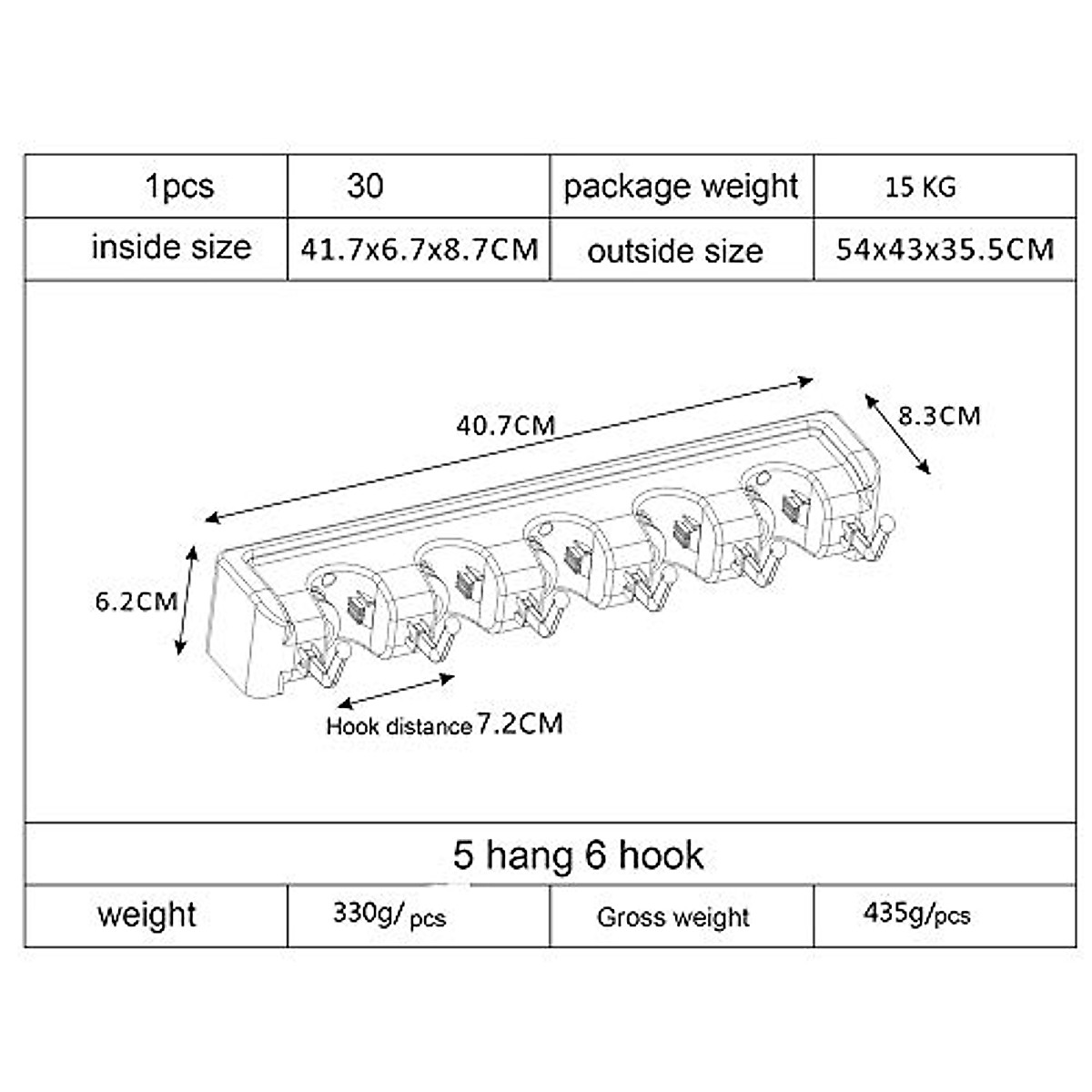 Mop Broom Holder Garden Tools Wall Mounted Organizer Storage Hooks Garage Storage Rack Hanger 5 Position and 6 Hooks for Home Kitchen Garden Organizing