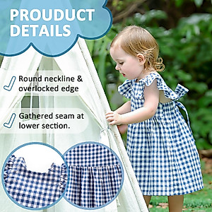 Zanie Kids Gingham Toddler Dress Bowknot Easter Dress Baby Girl Summer Playwear Outfits Plaid Blue 2 3T