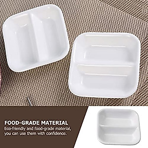 HANABASS 6pcs Ceramic Serving Platter 2 Compartment Appetizer Serving Tray Rectangular Divided Sauce Dishes for Restaurant Kitchen Spices Vinegar (White)