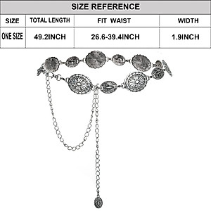 ILuvatar Waist chain women's metal chain dress with butterfly sweater chain Silver retro waist chain punk belt
