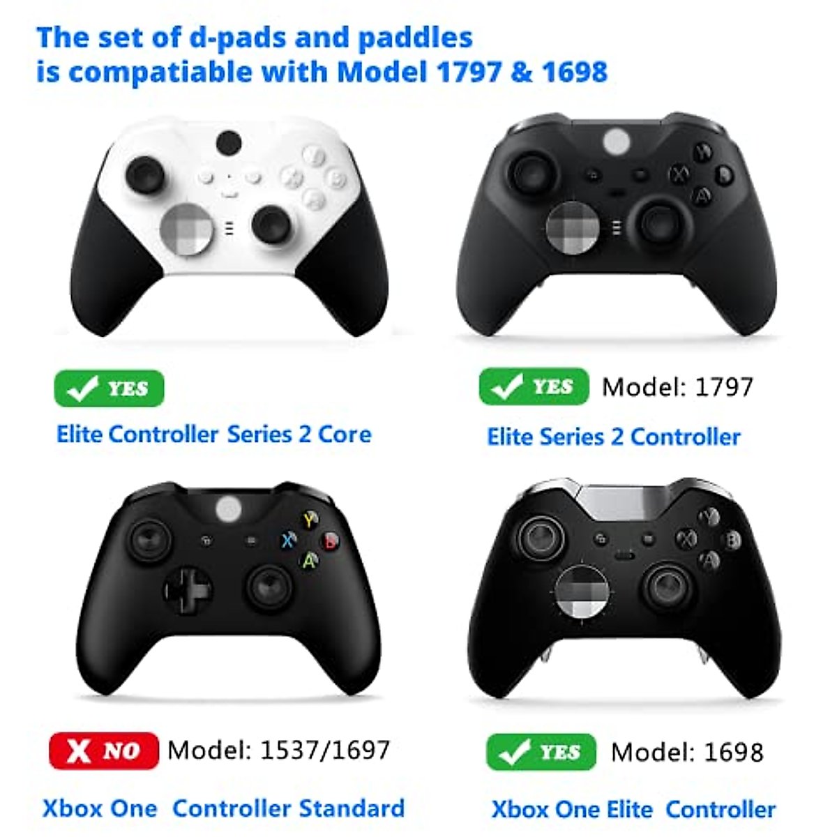 4PCS Metal Paddles Hair Trigger Locks Buttons Replacement for Elite Series 2 Controller, Xbox One Elite Controller & Elite Series 2 Core - Blue