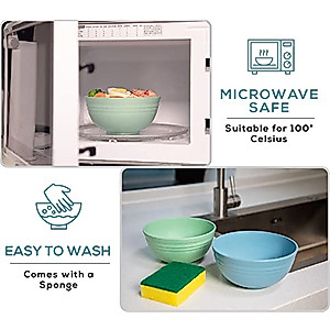 KUCHEEZE Plastic Bowls Reusable[Set of 8] 24 OZ Dishwasher & Microwave Safe Bowls. Colored Cereal Bowl Set - Unbreakable, Lightweight Plastic Cereal Bowls for Kitchen use for Noodles, Pasta, Soup bowl