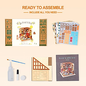 RoWood DIY Miniature Dollhouse Kit, 1:24 Scale Tiny House Building Kits - Sam's Study