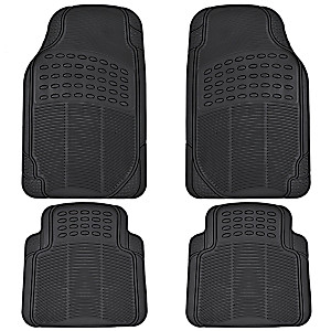 BDK Floor Mats, 4-Piece All-Weather Car Mat with Universal Fit Design, Durable Rubber Car Floor Mats with Capture Ridges, Waterproof for Cars Trucks SUV (Black)