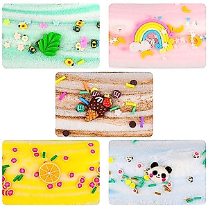 Cloud Slime Kit 5 Pack, with Ice Cream, Lemon, Rainbow, Panda, Mint Leaf Cute Charms, Soft and Mild, Stress Relief slimes Toy for Kids, Slime Party Favor for Girls and Boys
