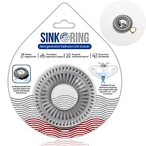 SINKRING The Ultimate Bathroom Sink Drain Protector Hair Catcher/Strainer/Snare (Gray)