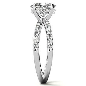 Siyaa Gems 2.35 CT Oval Moissanite Engagement Ring Wedding Bridal Ring Set Solitaire Accent Halo Style 10K 14K 18K Solid Gold Sterling Silver Anniversary Promise Ring Gift for Her (4)