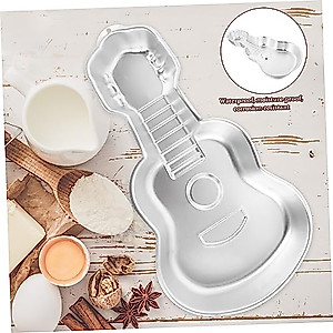 Housoutil 1pc Cake Mold Dessert Molds Pan Guitar Cake Molds Mini Candy Pizza Home Tools Baking Mold for Home Creative Baking Mold Bread Pan Aluminum Alloy Ghost Silver Self Made