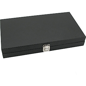 Black Jewelry Display Case (Single Metal Clasp) w/ 1 Tray Insert (Black Foam 72-Slot Ring Display Pad)