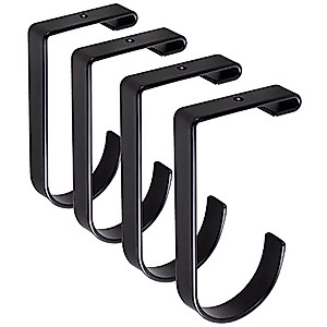 Saderoy 4-Pack Add-On Storage Flat Hook Accessory for Garage Ceiling Storage Rack and Wall Shelving, Black- Suitable for FLEXINOUMTS Ceiling Storage Racks and Wall Shelves