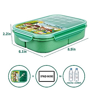 Itopor® Lunch Box,Ideal Leak-Proof Bento Box for Kids & Adults,Natural Wheat Fiber Material,Mom's Top Choice,Kids Lunch Box No BPA & Dyes,Portable & Durable Lunch Container for Family(Green)