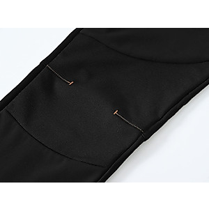 TBMPOY Men's Ski Snow Pants Waterproof Fleece Lined Insulated Softshell Snowboard Hiking Outdoor Zipper Bottom Leg Black 36