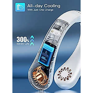 BKDRL Neck Air Conditioner Portable, Antinanco Upgraded 3 Turbo 1X Cooling Plate Portable Neck Air Conditioner Fan, 6000 mAh Neck Fans Portable Rechargeable, 3 Speeds Neck Cooler (White-J01)
