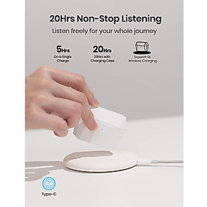 dyplay Wireless Earbuds Bluetooth 5.0 with Qi Wireless Charging Case Touch Control in Ear Waterproof TWS Stereo Headphones with Mic and Deep Bass Sound Headsets for Music/Work/Travel