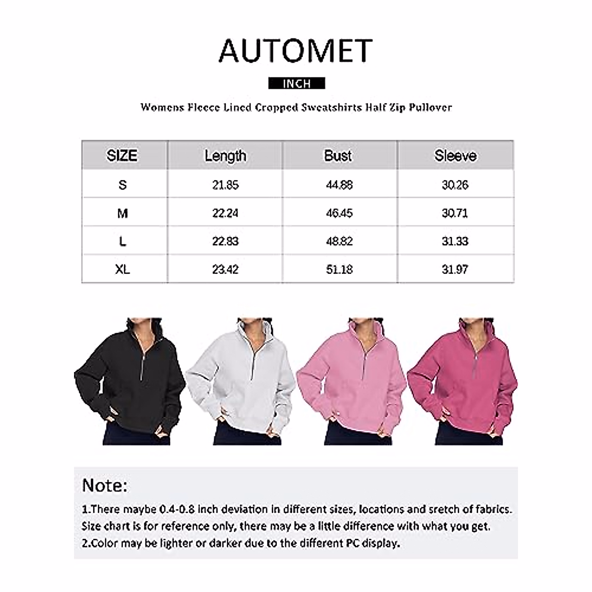 AUTOMET Womens Sweatshirts Half Zip Pullover Cropped Fleece Quarter Zipper Oversized Hoodies 2023 Fall Fashion Outfits Sweaters