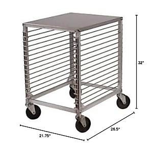 Winco 15-Tier Aluminum Sheet Pan Rack with Hard Top and Wire Slides