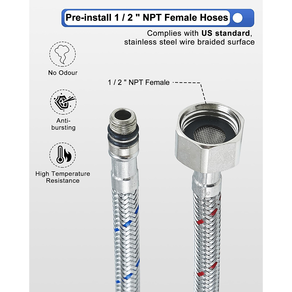 HEYMYTAP High Flow Bath Tub Faucet, Roman Bathtub Faucet Black Tub Faucet Set Solid Brass Soaking Tub Faucet 2 Handle Bathtub Faucets Deck Mount Quiet Longer Spout Reach 5.3 inch No Leaks