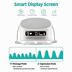 Teexin 2 Packs Wearable Breast Pump, Double Hands Free Electric S10 Pro, Wireless Breast Feeding Pump with 2 Modes, 9 Levels, LCD Display and Memory Function-24mm Flange Gray