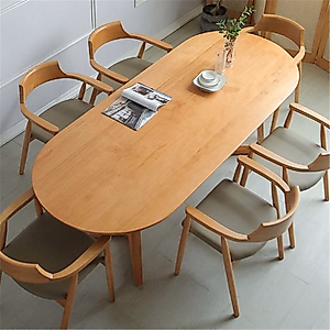 NIUYAO Modern Solid Oval Table with Double Pedestal, Natural Wood Simplicity Classic Pine Tabletop Furniture for Dining Room Kitchen Leisure Coffee Table -63" L x 27.5" W x 29.5" H