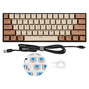 Zyyini 61keys Mechanical Keyboard,Line Separation Typ C Gaming Keyboard Mixing Light Ergonomics Key,Computer Keyboard for Win2000, ME,XP, Vista,Win 7,HarmonyOS, Win 8,Win 10,Android,OS X(Green axis)
