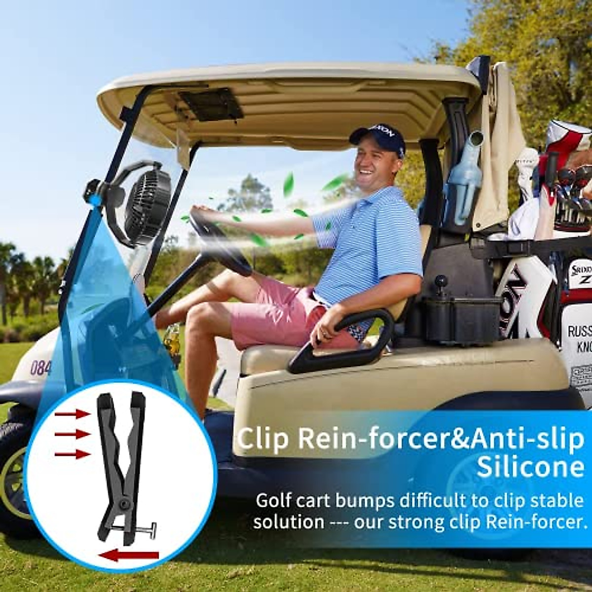 10000mAh Misting Fan Portable with Detachable Water Tank 400ml, 8 Inch Powerful Cool Mist Clip Fan, Battery Operated Rechargeable Fan, 2 Mister Modes, Sleep Timer, LED Lights, for Golf Cart, Outdoors