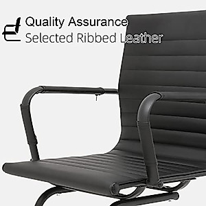 Okeysen Conference Room Chairs Set of 6, 6 Pack Modern Office Guest Chairs for Waiting Room, Reception Chairs with Mid Back & Sled Base, Leather Office Desk Chair No Wheels.