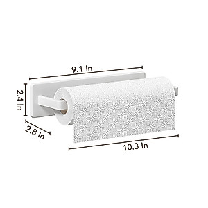 Esusom Paper Towel Holder Under Cabinet Rolls Plastic Cling Film Paper Towel Holder Adhesive for Kitchen Anti-Rust Metal Bathroom Toilet Paper Towel Holder Wall Mounted