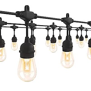 GANA Patio Lights, LED Outdoor String Lights 96FT, 2200K 12V Safe Voltage, 30 LED Shatterproof S14 Model Bulbs, IP65 Waterproof Commercial Grade Patio Lights, Decorative for Garden or Patio